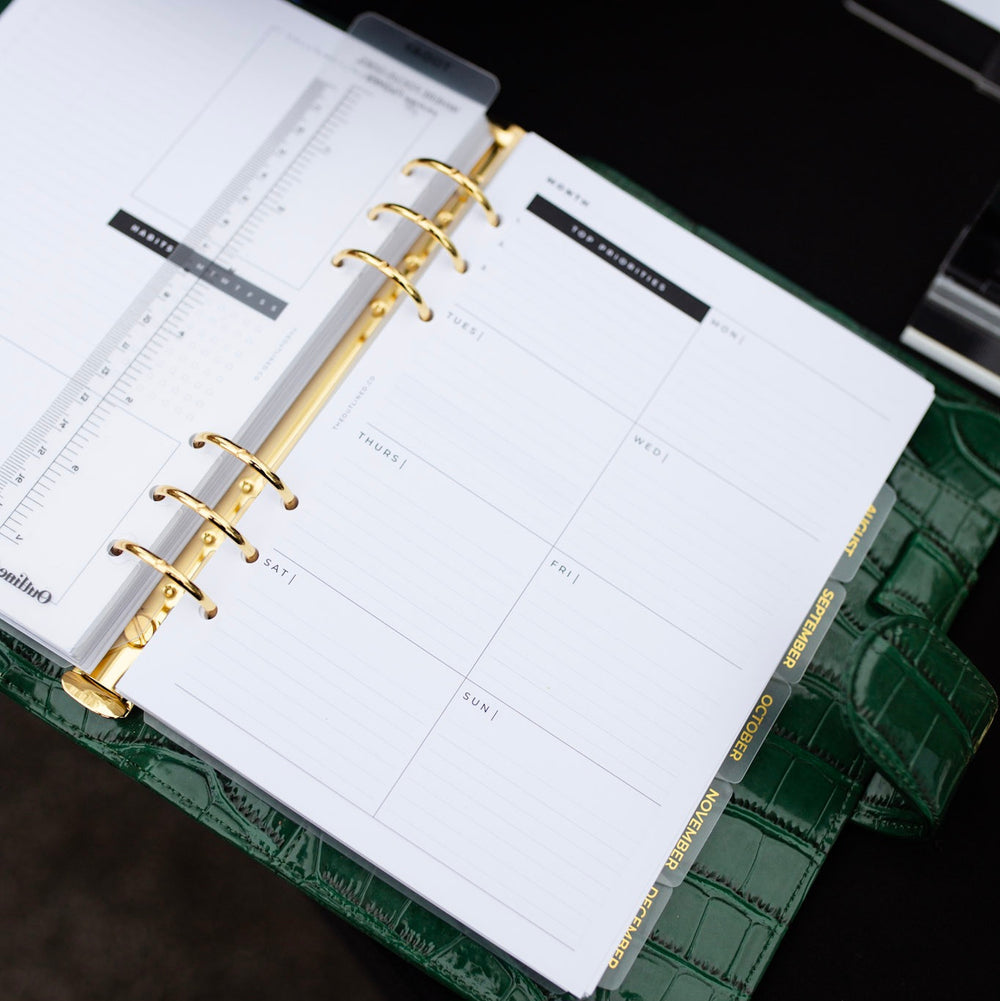 A5 | Croc Leather Planner Cover - Emerald Green – Outlined