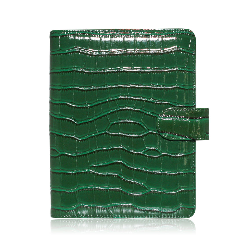 A5 | Croc Leather Planner Cover - Emerald Green – Outlined