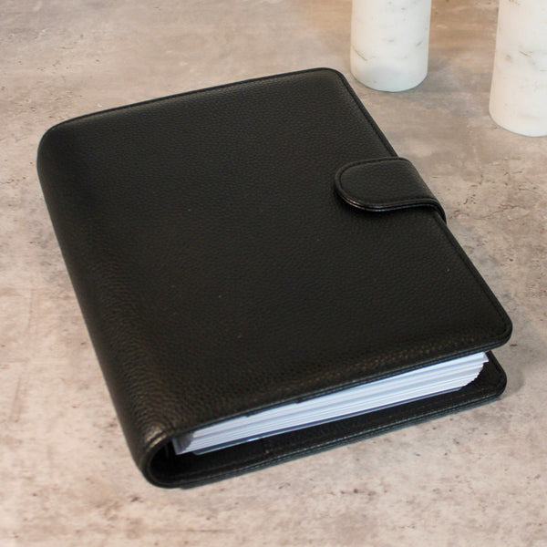 Pebbled A5 Leather Planner Cover - Black – Outlined
