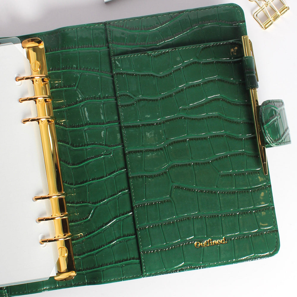 Croc Leather A5 Planner Cover - Green – Outlined